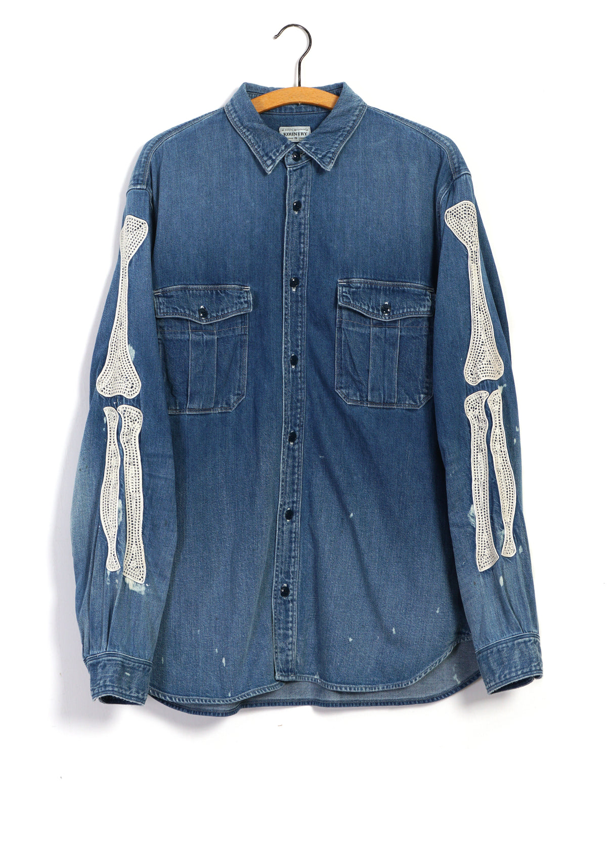 BONE SHIRT | 8oz Embroidered Work Shirt | Processed Indigo – HANSEN ...
