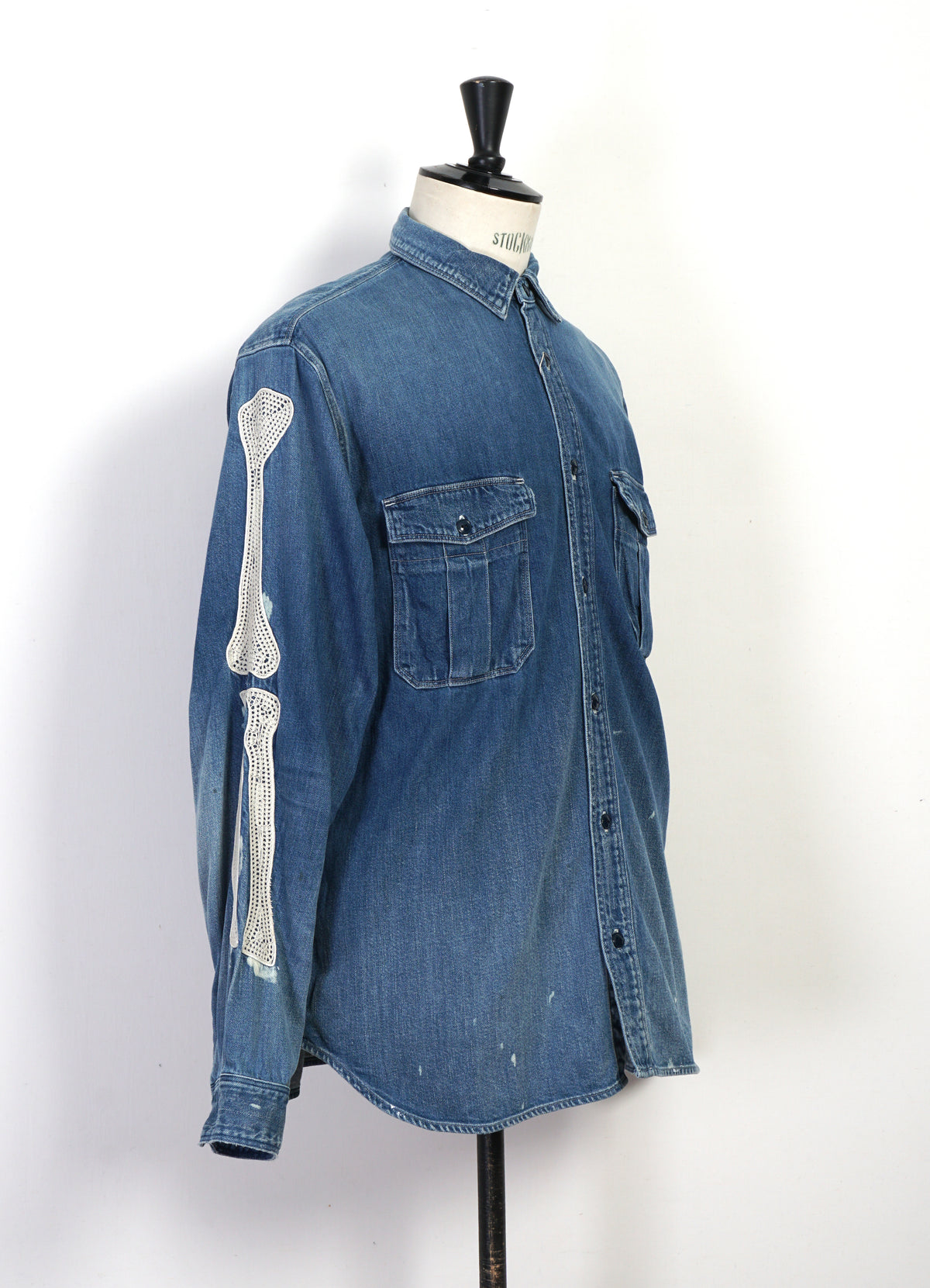 BONE SHIRT | 8oz Embroidered Work Shirt | Processed Indigo – HANSEN ...