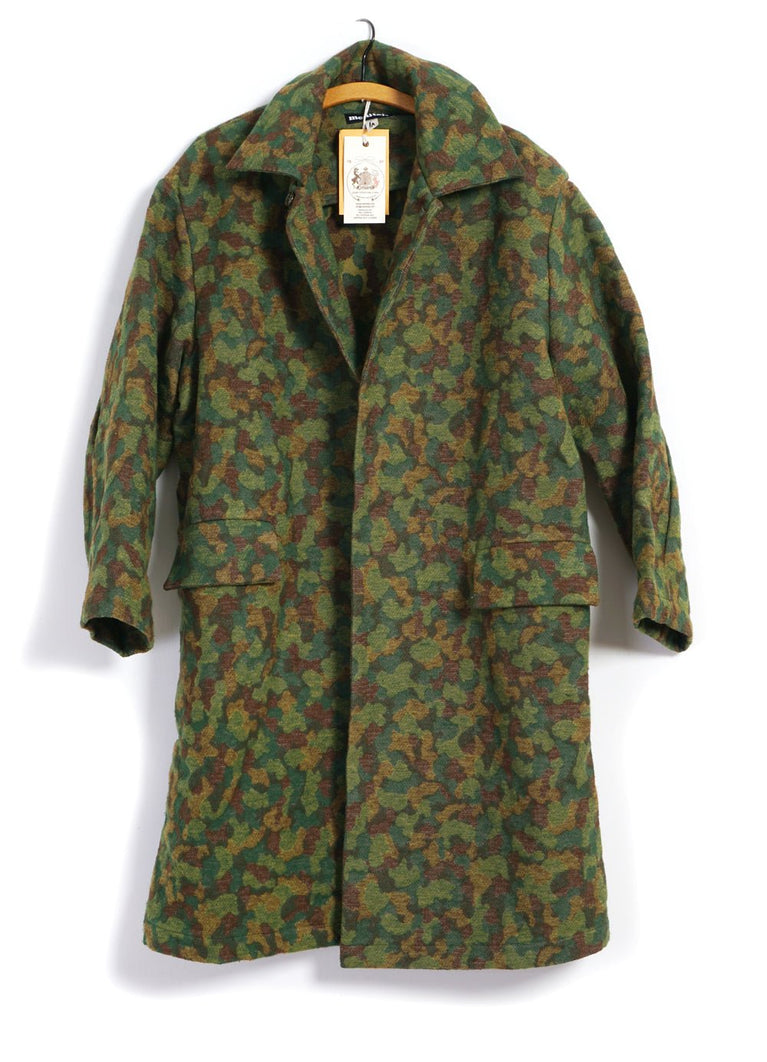 JUTE COAT | Oversized Coat With Belt | Green Jacquard Camo – HANSEN ...