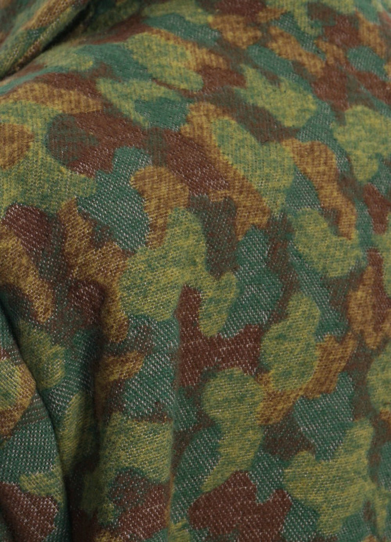 JUTE COAT | Oversized Coat With Belt | Green Jacquard Camo – HANSEN ...