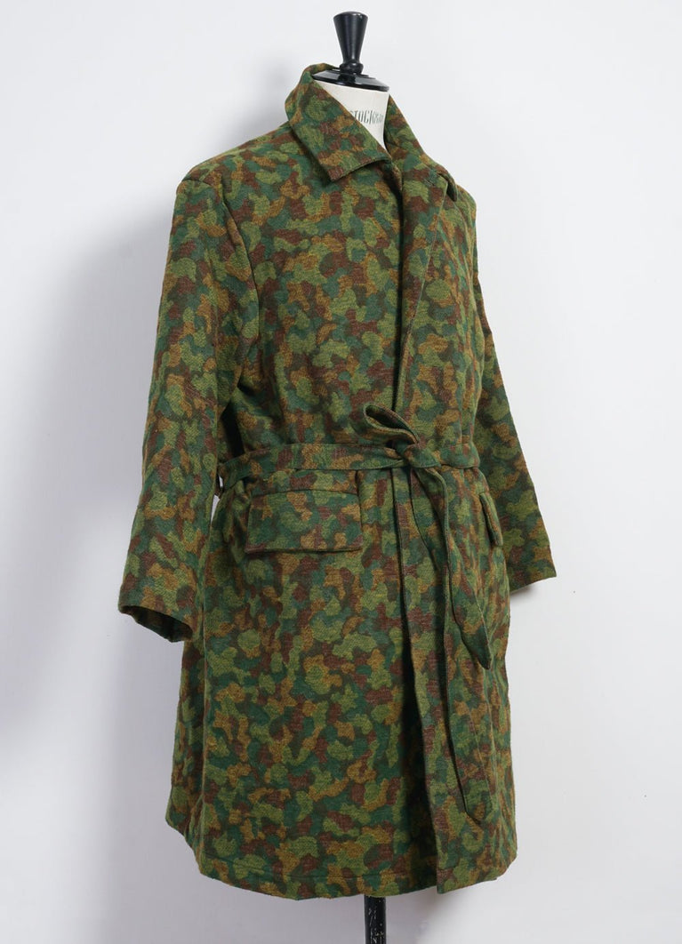JUTE COAT | Oversized Coat With Belt | Green Jacquard Camo – HANSEN ...